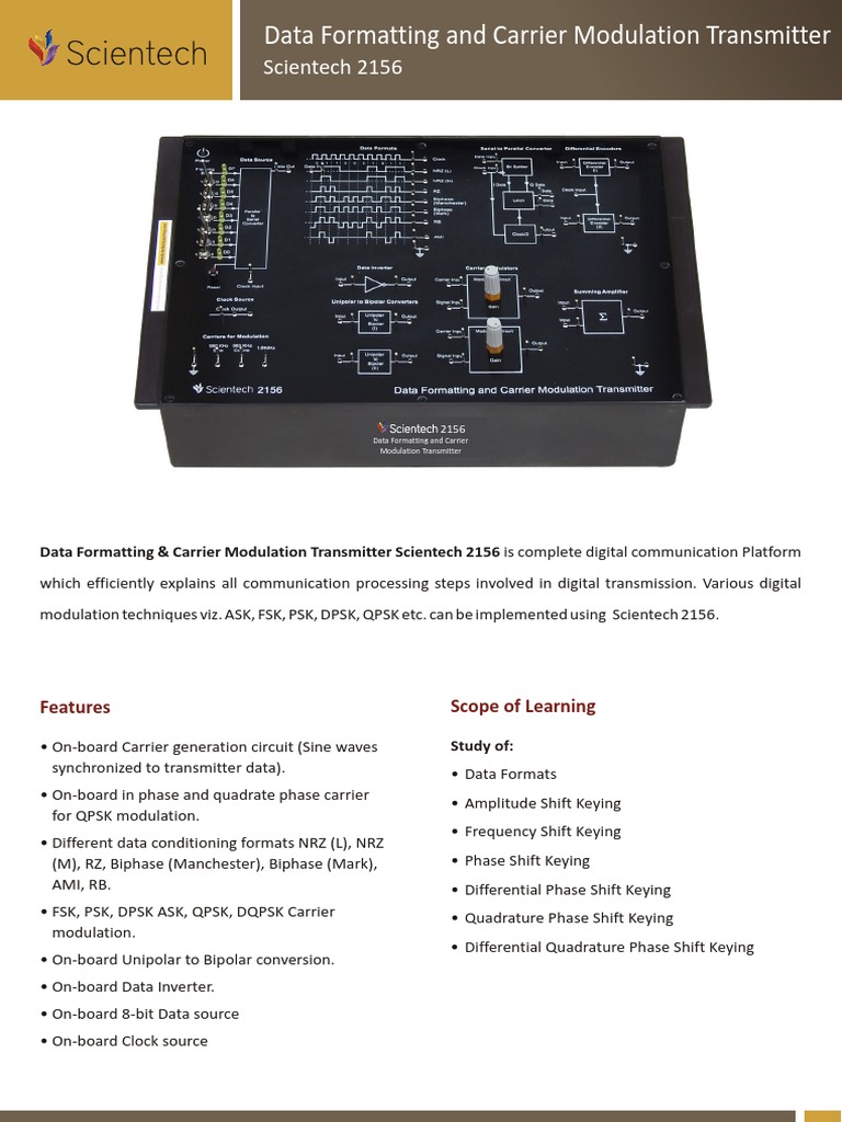 Data Formatting And Carrier Modulation Transmitter Pdf Modulation