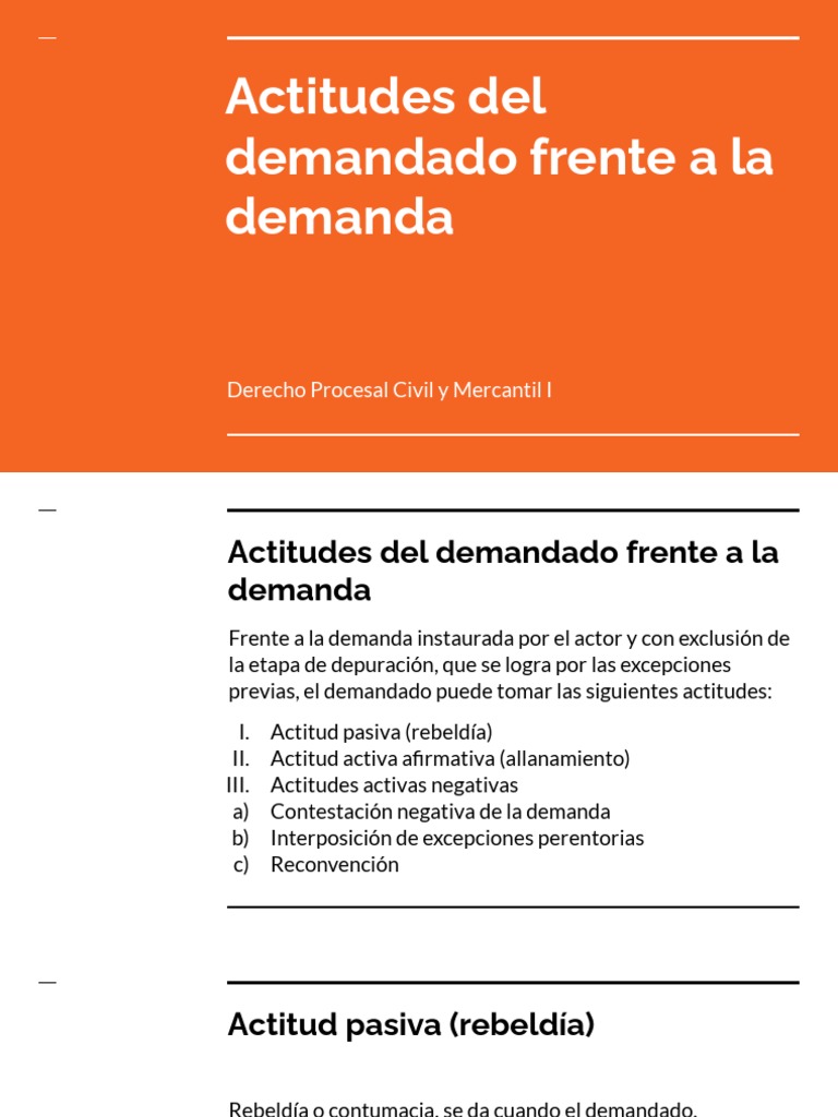Actitudes Del Demandado Frente A La Demanda | PDF | Demanda judicial ...