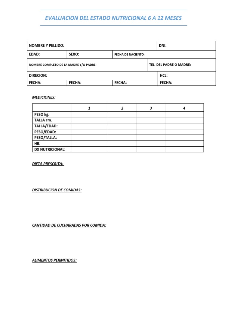 Evaluación Nutricional Infantil | PDF