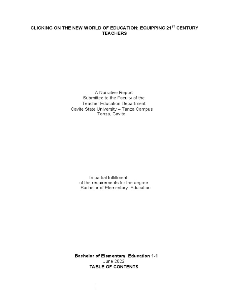 BEE1 1 Narrative Report 2 | PDF | Teaching Method | Teachers