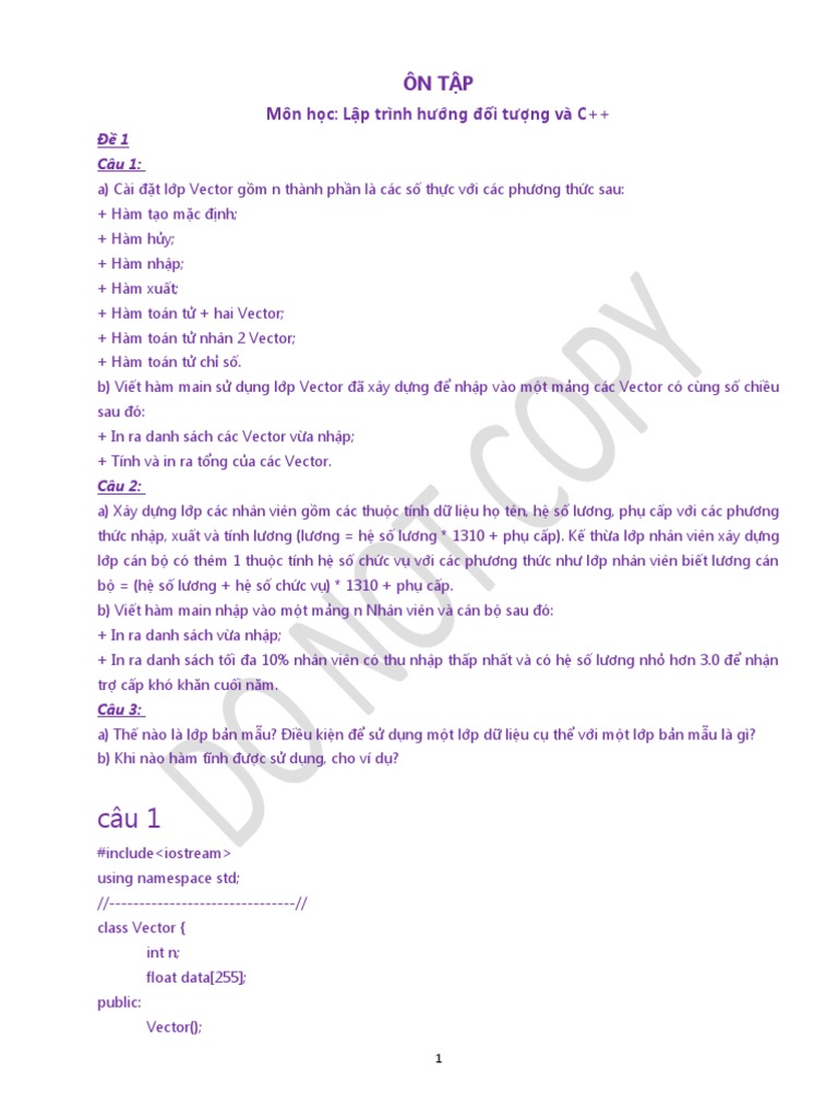 Lập trình hướng đối tượng OOP 1 | PDF
