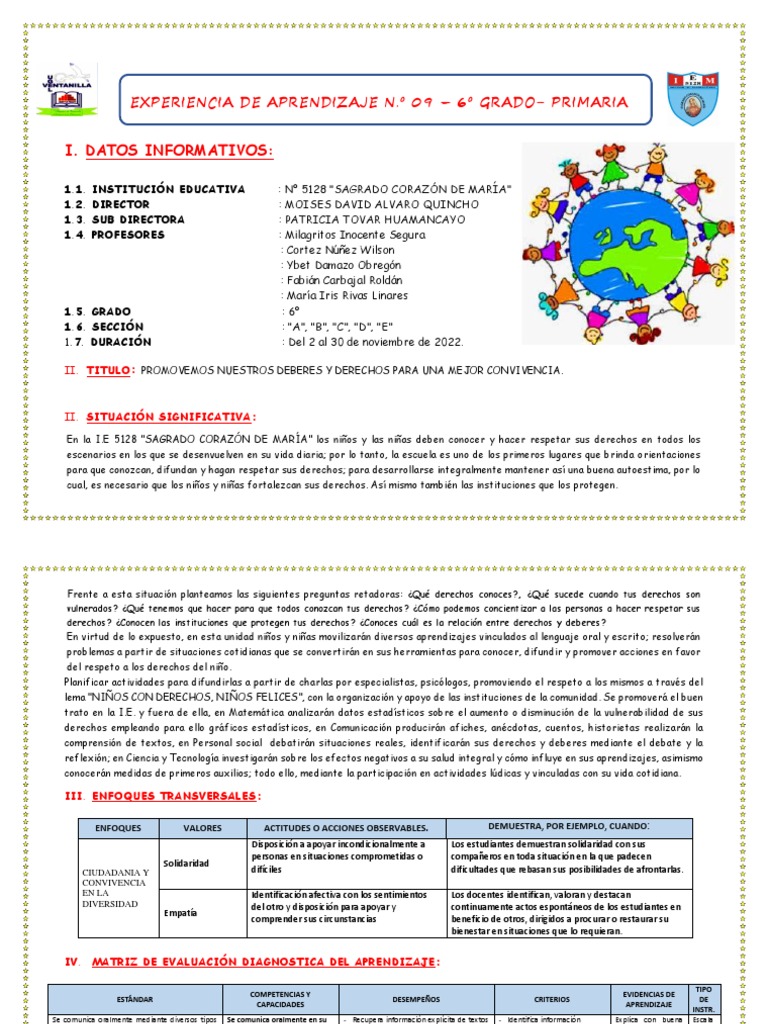EXPERIENCIA DE APRENDIZAJE #9 Del 2 Al 30 de Noviembre de 2022 | PDF | Números | División ...