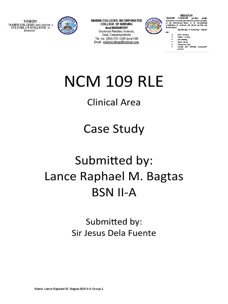 NCM 109 Case Study - Sir Jesus | PDF | Diarrhea | Dehydration