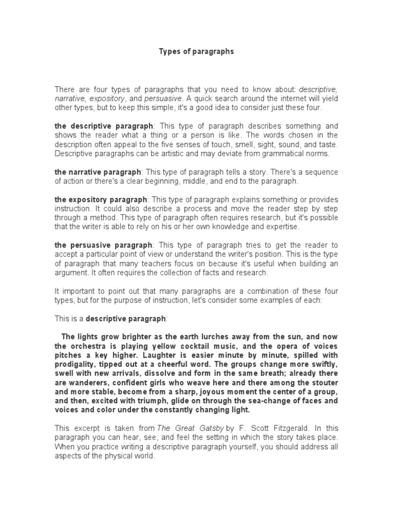Types of Paragraphs | PDF | Immigration | Narration