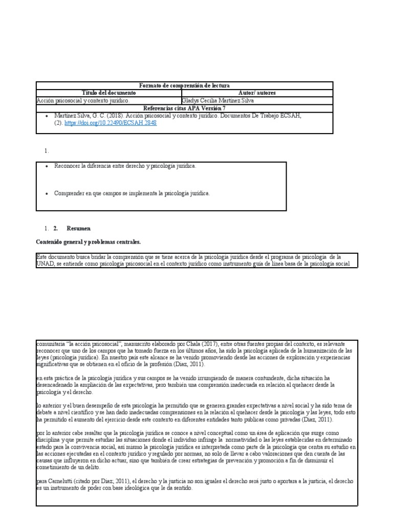 Anexos 1 Lecturas 1 y 2 Contexto Juridico | PDF | Sicología | Evaluación