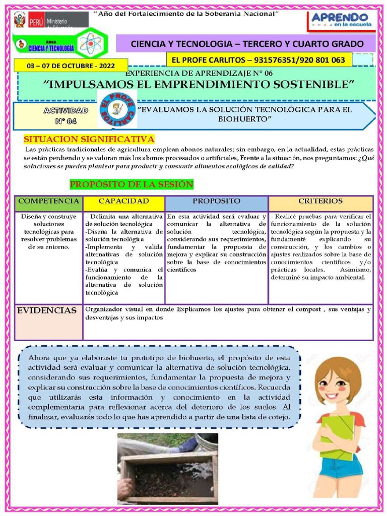 Experiencia de Aprendizaje 06 - Actividad #04 - 3ero y 4to - Ciencia y Tecnologia - 00001 | PDF