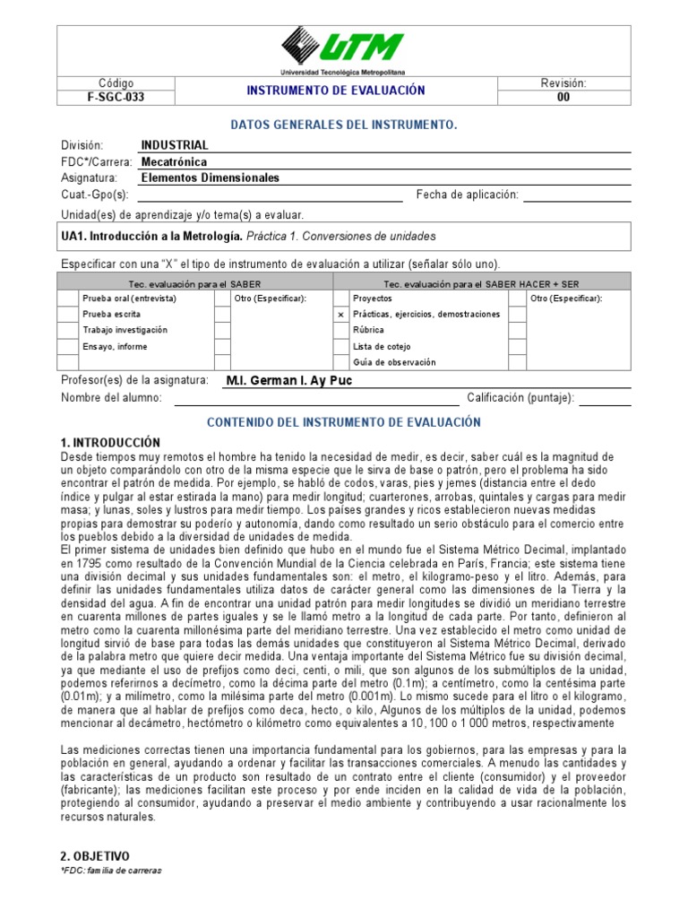 Práctica 1 Conversiones de Unidades | PDF | Litro | Metro