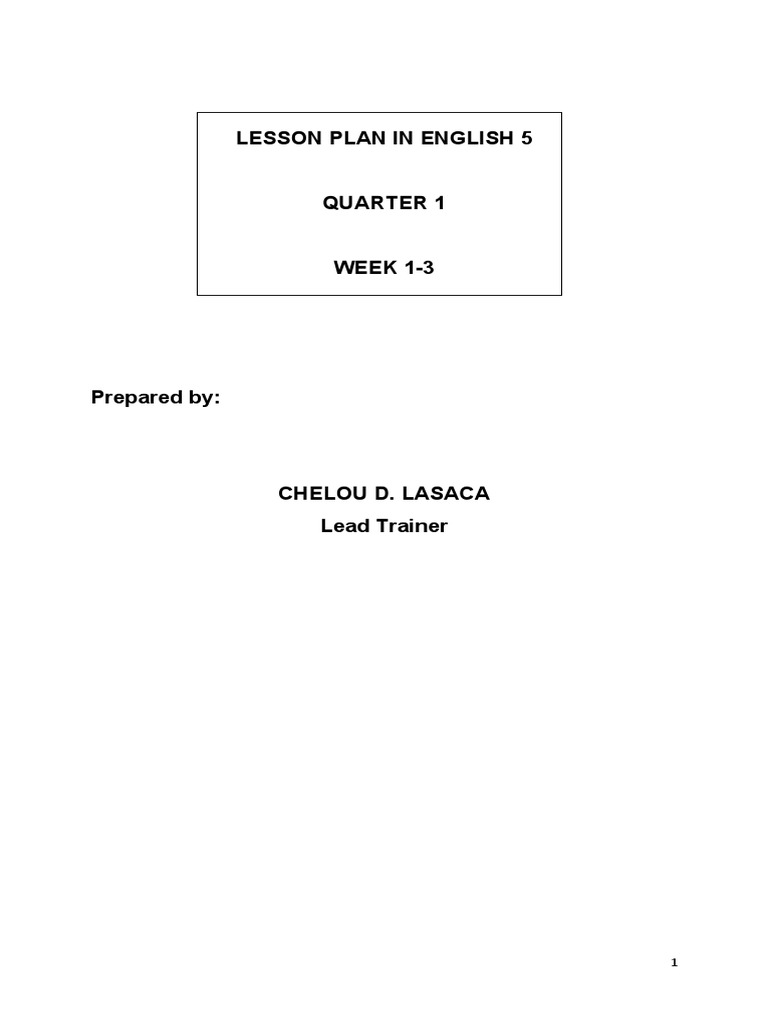 English-Quarter 1 Week 1-3 | PDF | Stress (Linguistics) | English Language