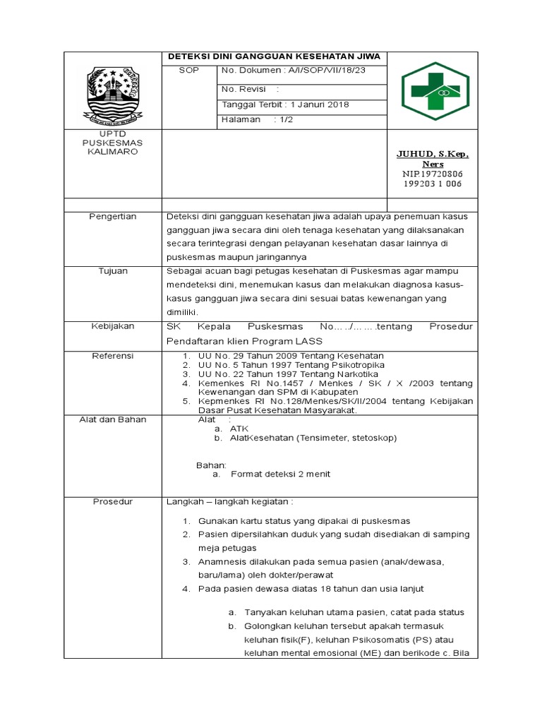 Sop Deteksi Dini | PDF
