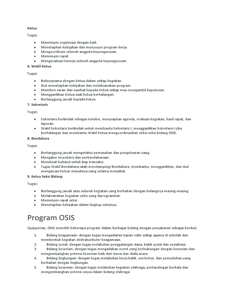 Program OSIS: Ketua | PDF