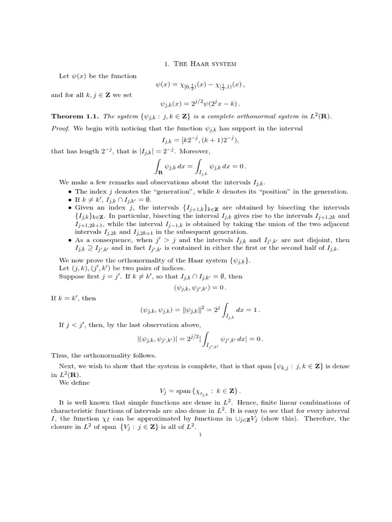 Haar | PDF | Functions And Mappings | Mathematical Analysis