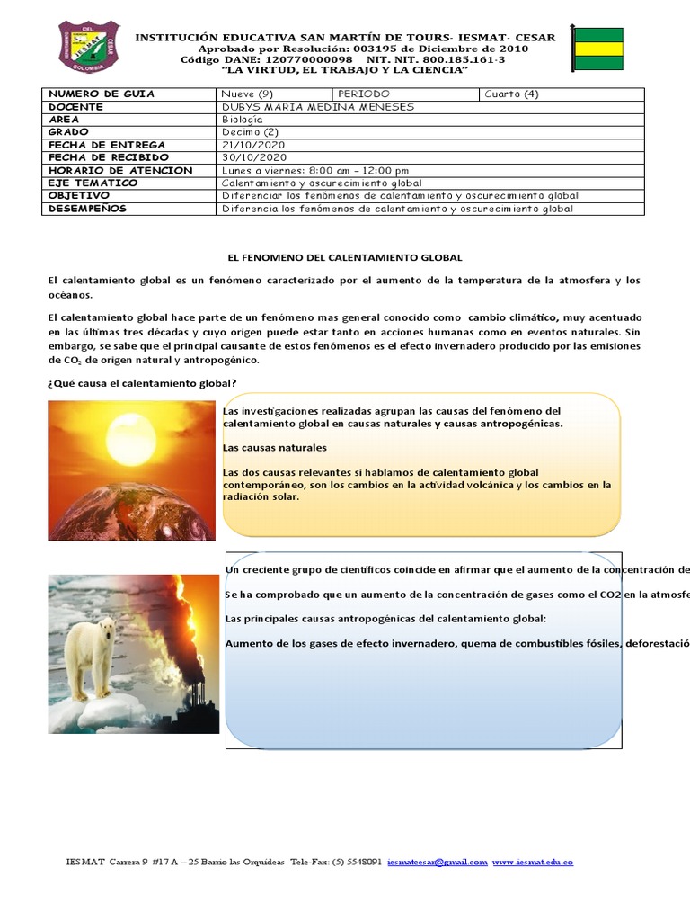 Taller Calentamiento Global | PDF | Gases de efecto invernadero ...