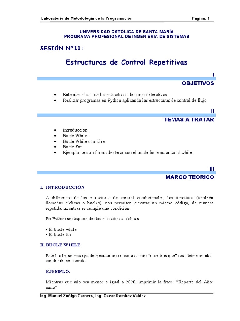Sesion 11 MP Estructuras de Control de Flujo - Repetitivas - 2022 | PDF ...