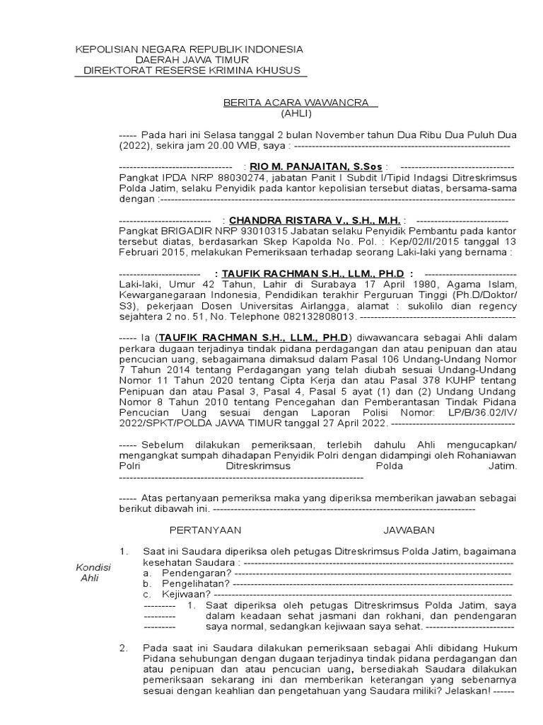 Bap Ahli Pidana Unair | PDF