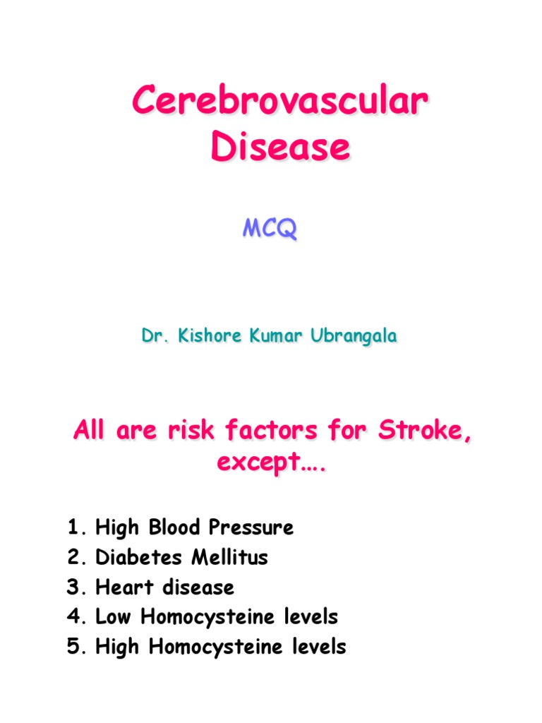 Cerebrovascular Disease MCQ | PDF | Stroke | Ischemia