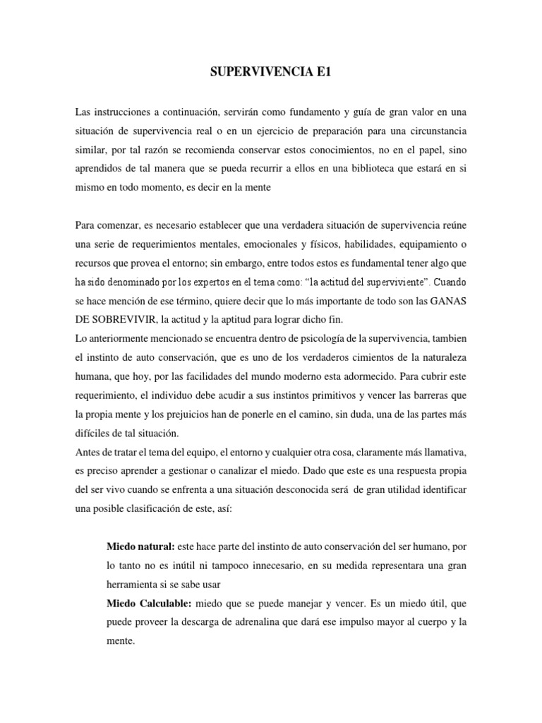 Supervivencia E1-1 | PDF | Bienestar