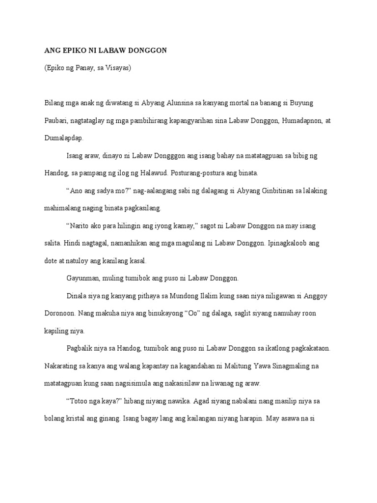 Ang Epiko Ni Labaw Donggon | PDF