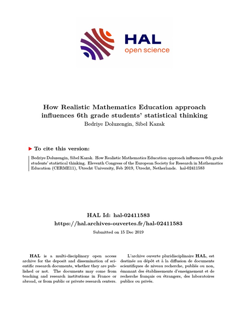 How Realistic Mathematics Education Approach | Download Free PDF | Statistics | Data