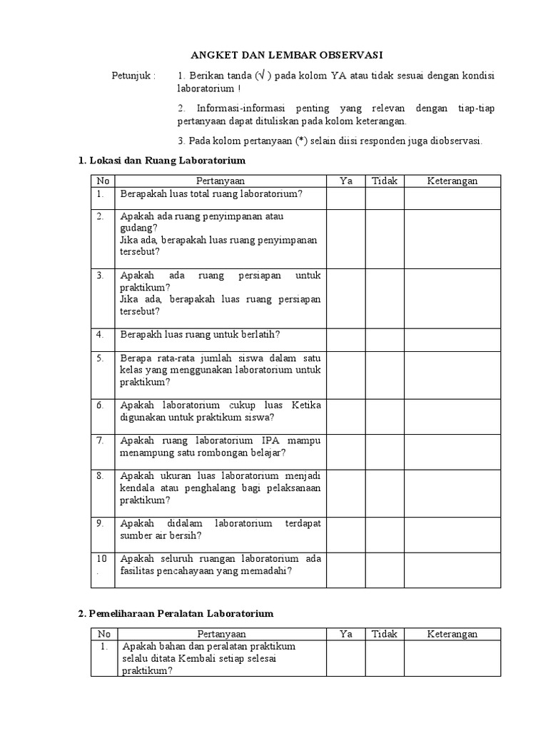 Angket Dan Lembar Observasi | PDF