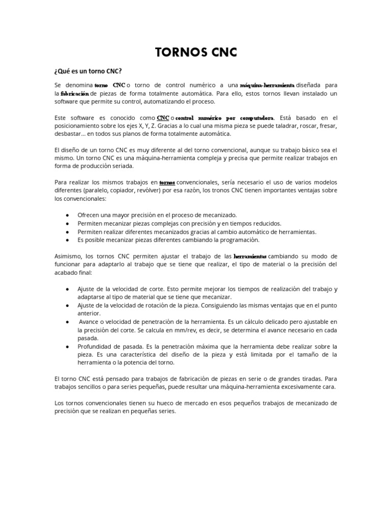 Tornos CNC | PDF | Control numerico | Mecanizado