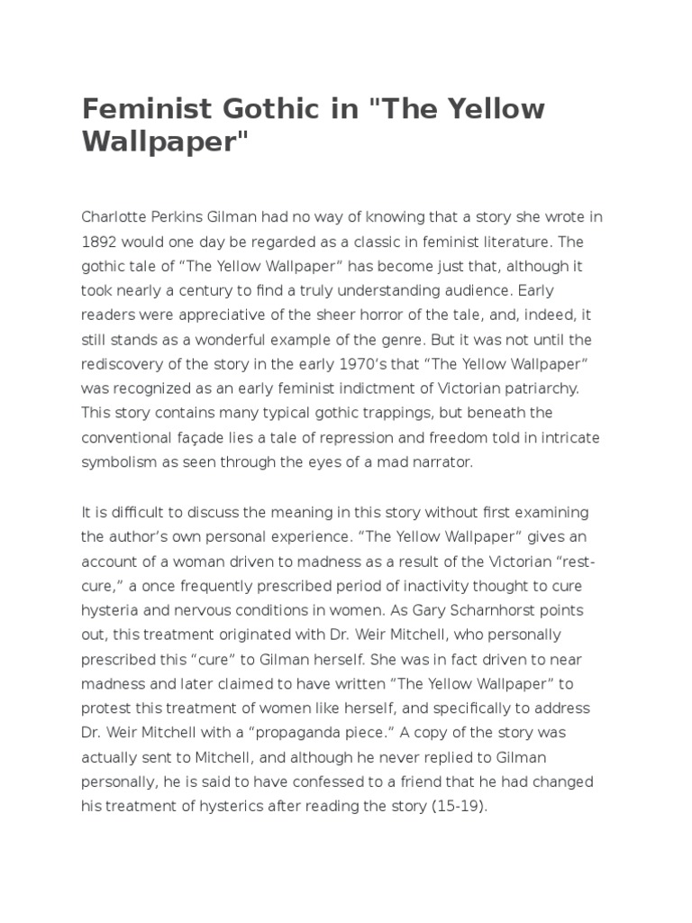 Feminist Gothic in | PDF | The Yellow Wallpaper