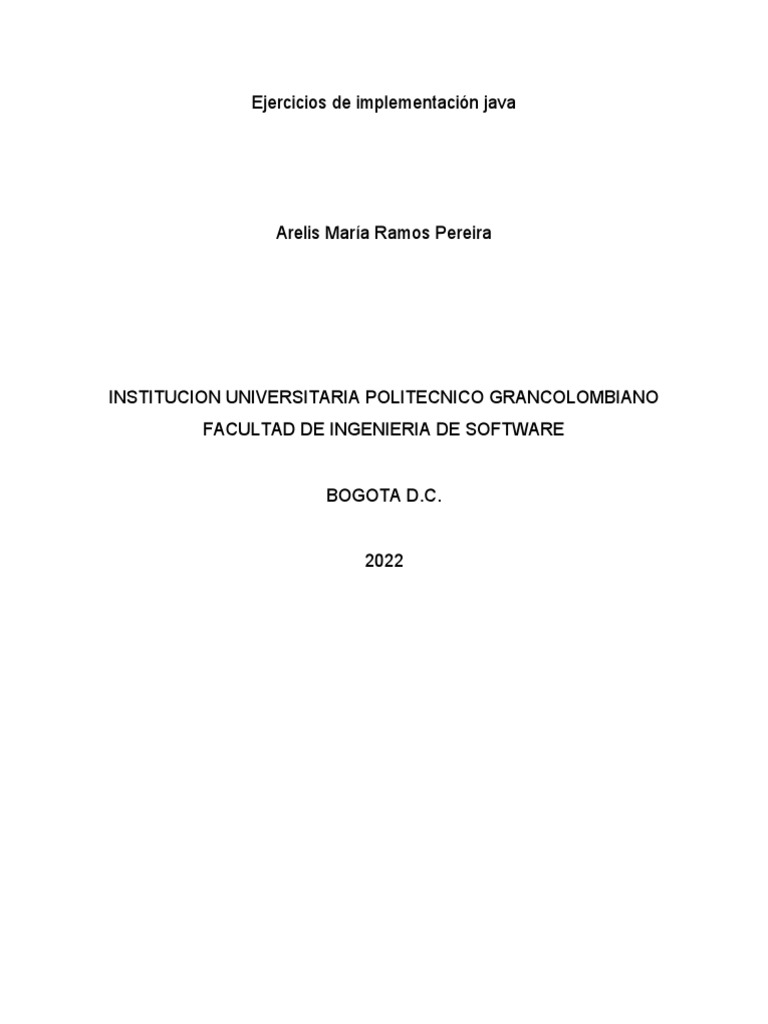 Ejercicios de Implementación Java Tercera Entrega | PDF | Ingeniería de software | Algoritmos
