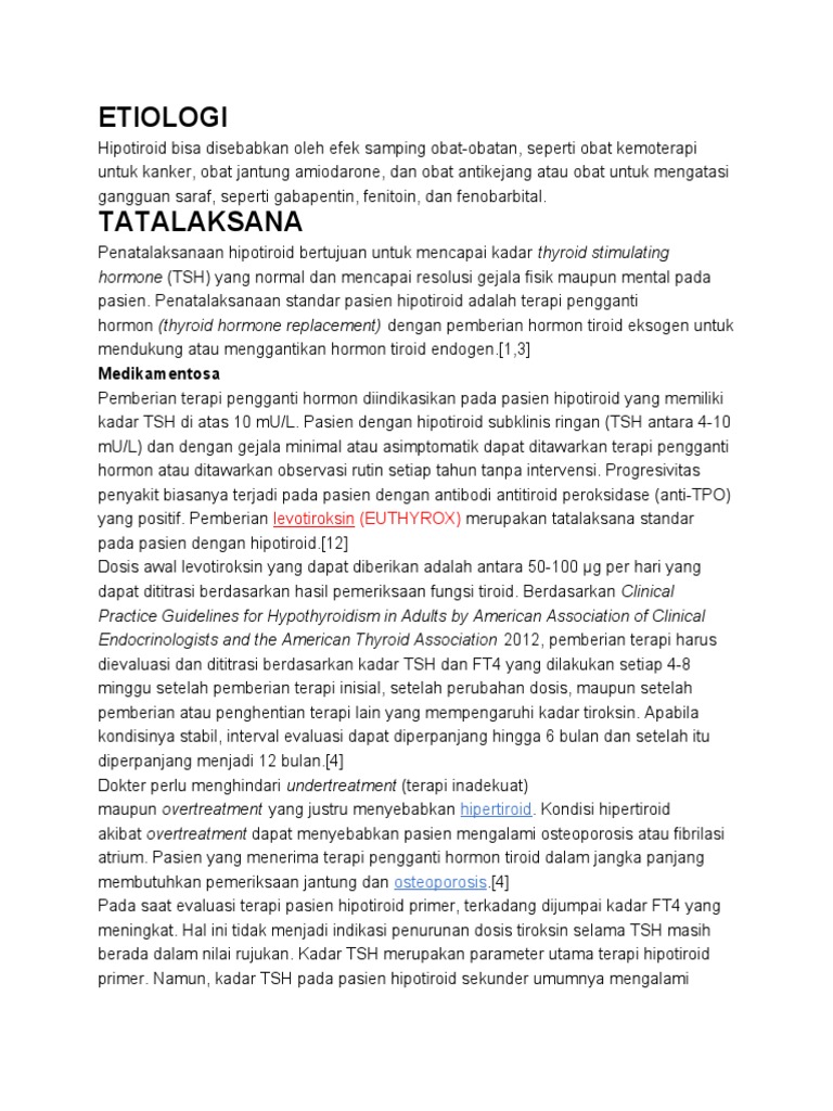 Tatalaksana dan Diagnosis Hipotiroid | PDF