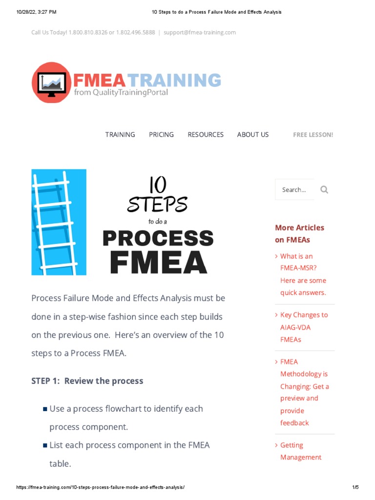10 Steps To Do A Process Failure Mode and Effects Analysis | PDF ...