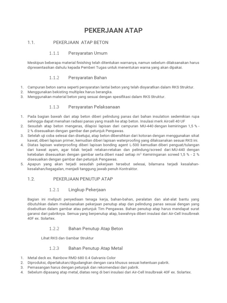 AR - Pekerjaan Atap | PDF | Griya & Taman | Teknologi & Rekayasa