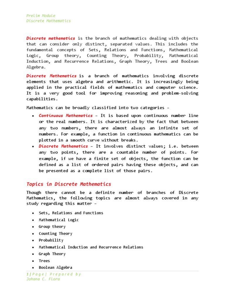 Discrete Math Module Prelim | Download Free PDF | Set (Mathematics) | Mathematics