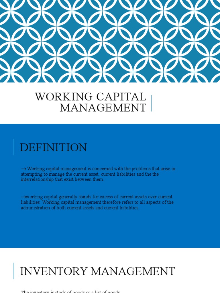 Inventory Management in Working Capital | PDF | Inventory | Management ...