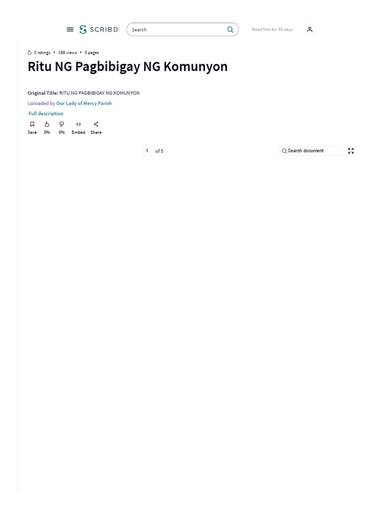 Ritu NG Pagbibigay NG Komunyon - PDF | PDF