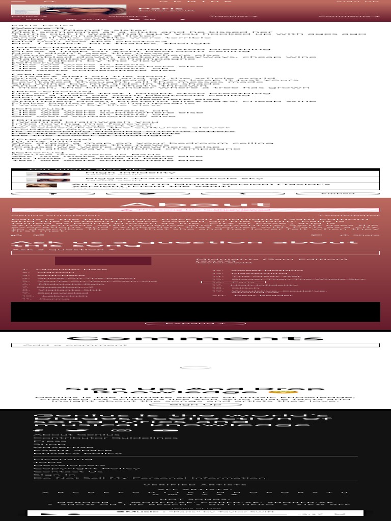 Taylor Swift - Paris Lyrics Genius Lyrics | PDF | Song Structure