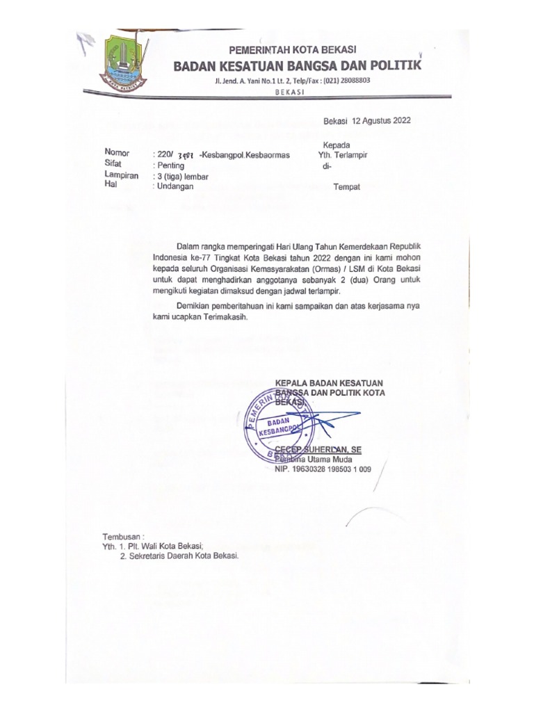 Undangan Ormas Hut Ri | PDF