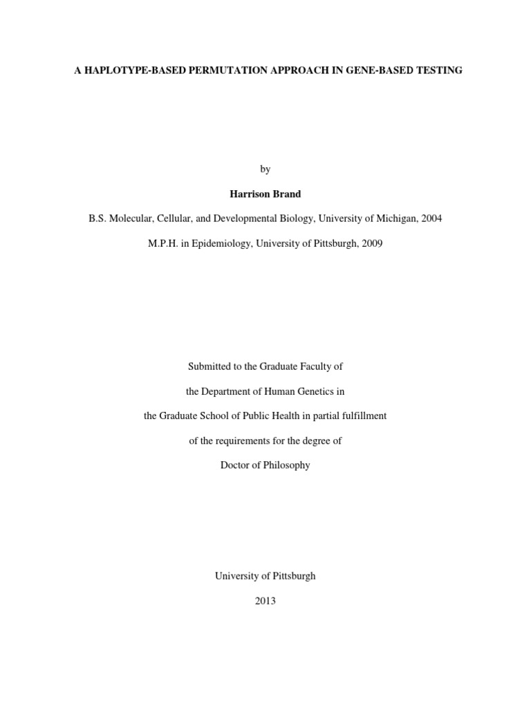 A Haplotype Based Permutation Approach In Gene Based Testing Pdf
