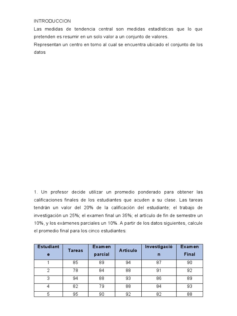 Cálculo de Promedios Ponderados y Factores de Variación | PDF ...