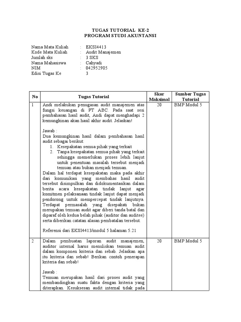 Tugas 2 Audit Manajemen | PDF