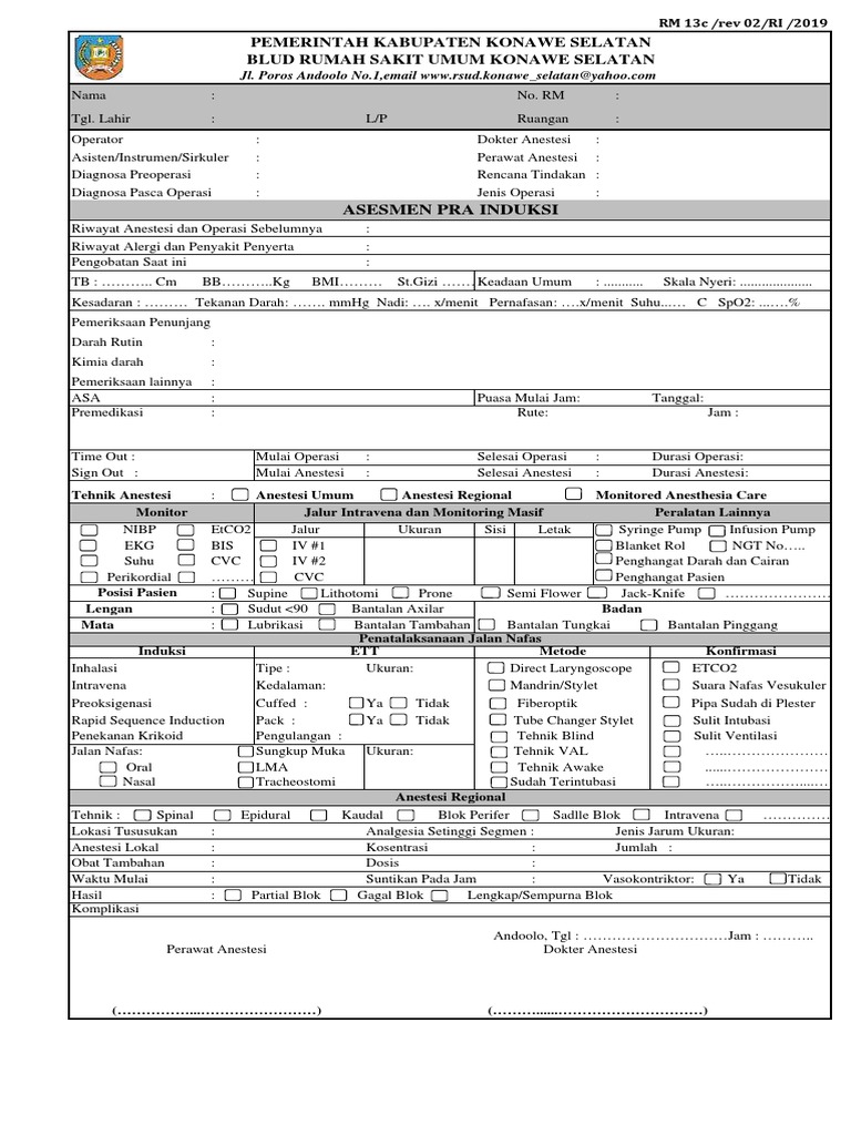 Form Asesmen Pra Induksi | PDF