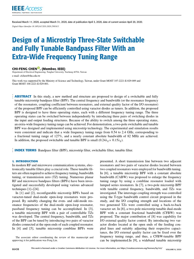 Design of A Microstrip Three-State Switchable and Fully Tunable ...