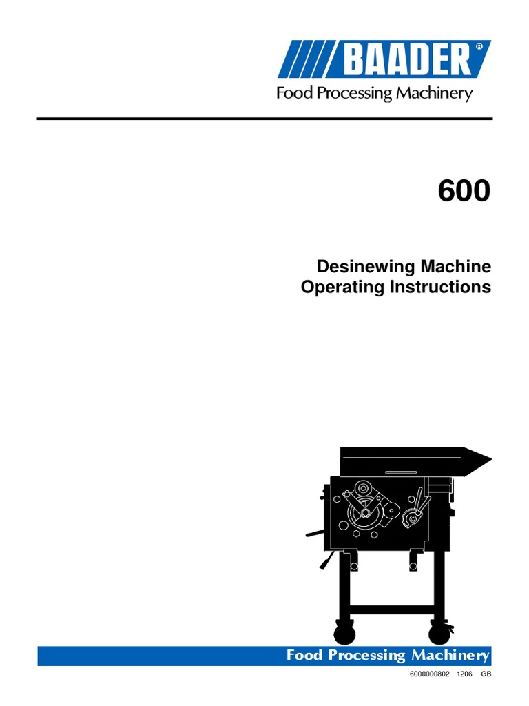 Operation Manual - BAADER 600 | PDF | Screw | Belt (Mechanical)