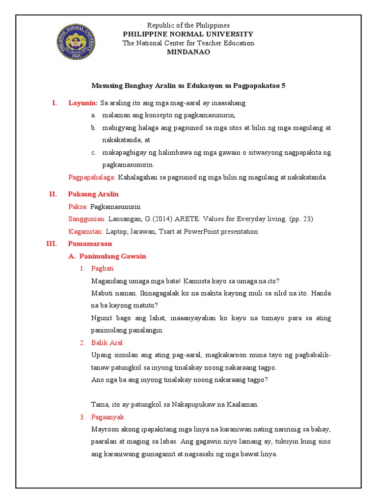 Pagkamasunurin - SDLP | PDF