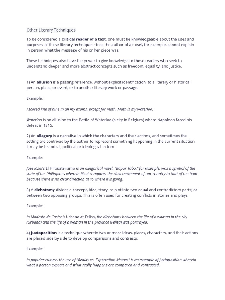 Other Literary Techniques PDF