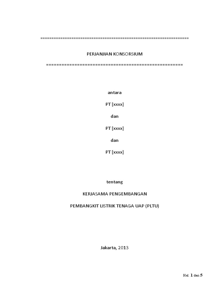 Contoh Draft Perjanjian Konsorsium | PDF