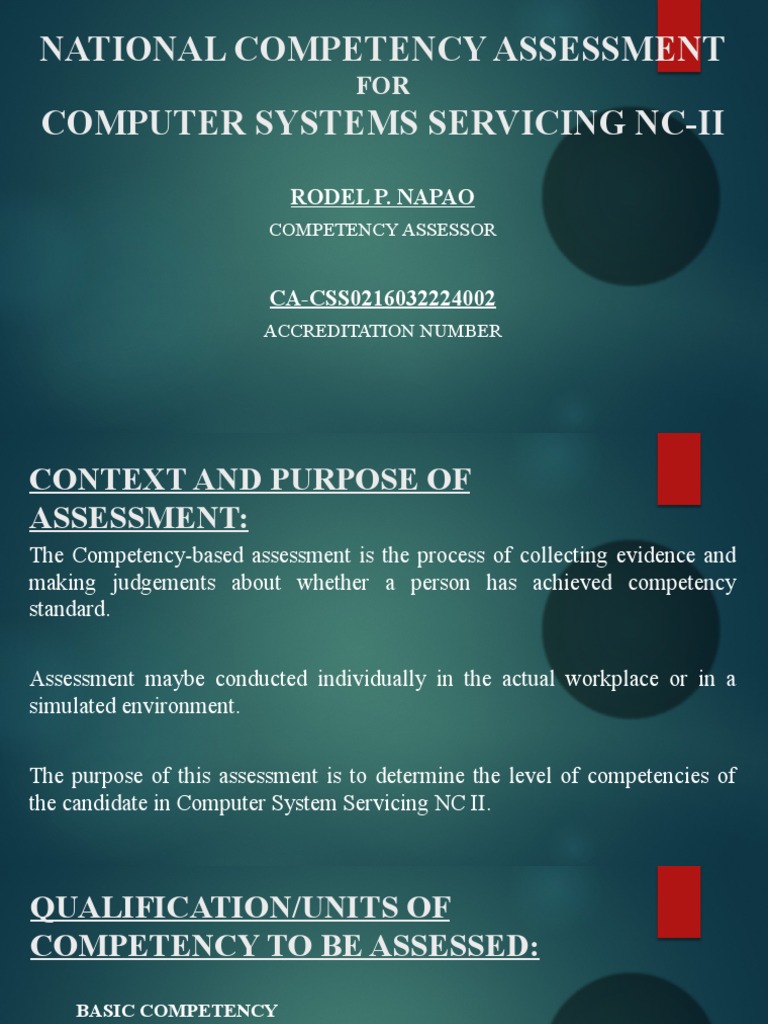 National Competency Assessment Orientation Tool | PDF | Computer ...