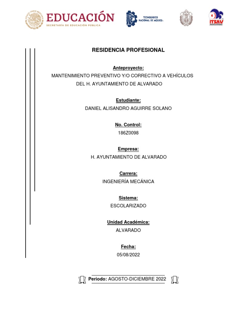 FRP-PA Portada - Anteproyecto | PDF