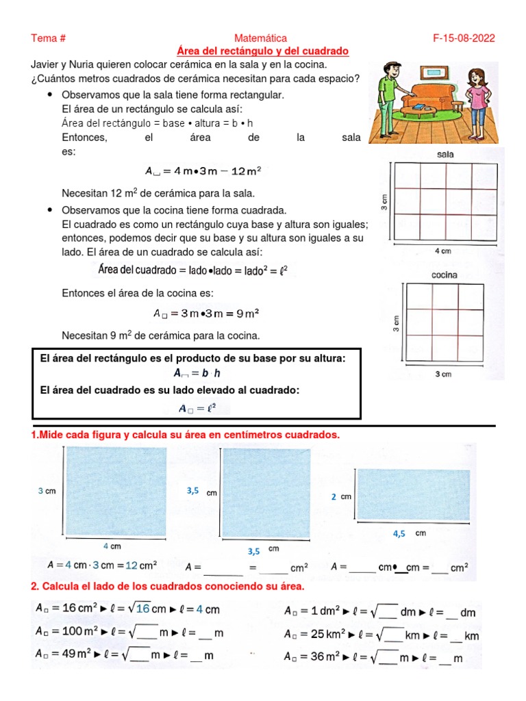 Área Del Rectángulo y Del Cuadrado | PDF | Métodos y materiales de ...