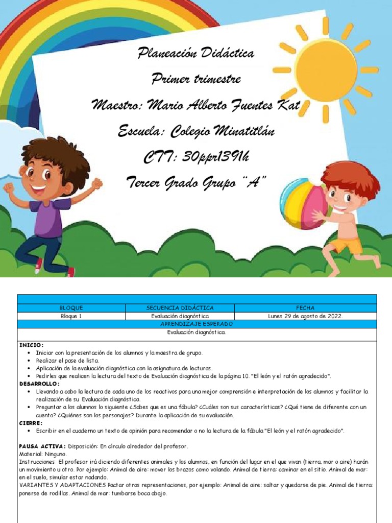 Planeacion Mtro. Mario Alberto 3A | PDF | Evaluación | Multiplicación