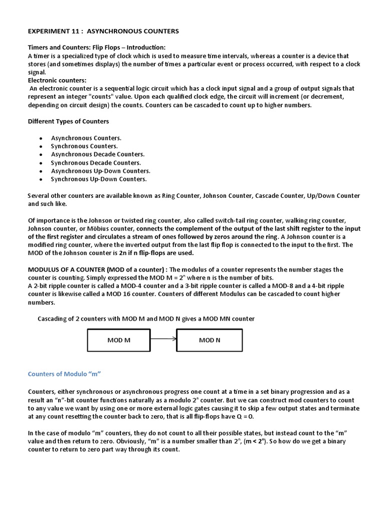 Experiment 11 Asynchronous Counters | PDF | Computer Science | Computing