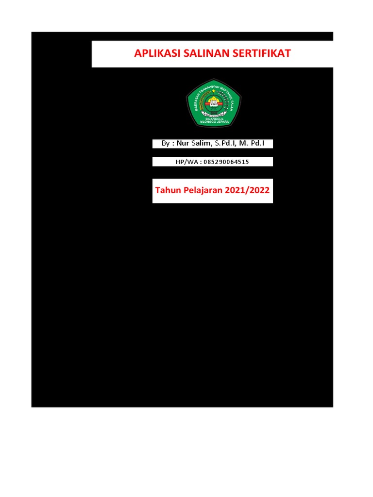 Sertifikat Ujian Praktek MTs Maftahul Falah - Share | PDF