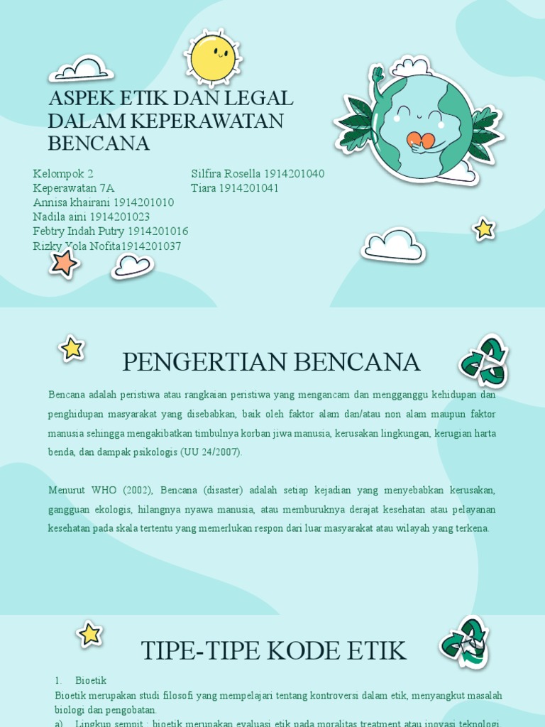 Kel. 2 Kep Bencana 7a - PPT Aspek Etik Dan Legal Keperawatan Bencana | PDF